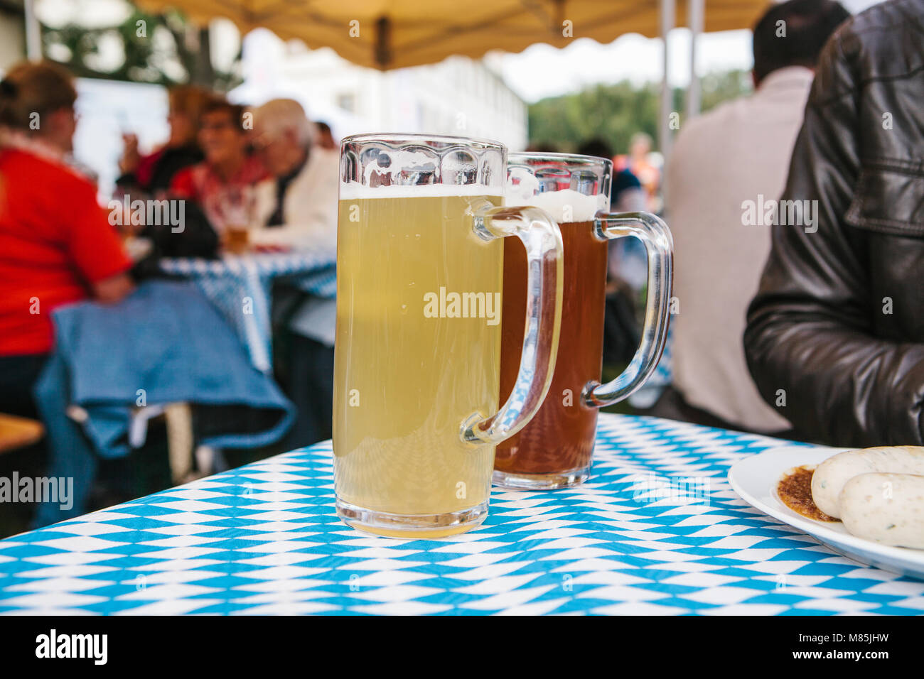 Celebrating the traditional German beer festival called Oktoberfest ...