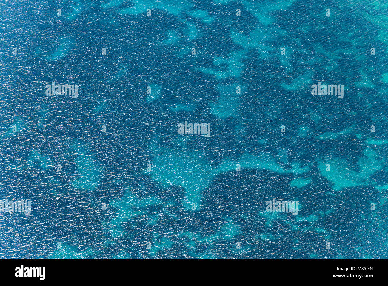 Aerial image of Mediterranean abstract blue water with big transparency ...