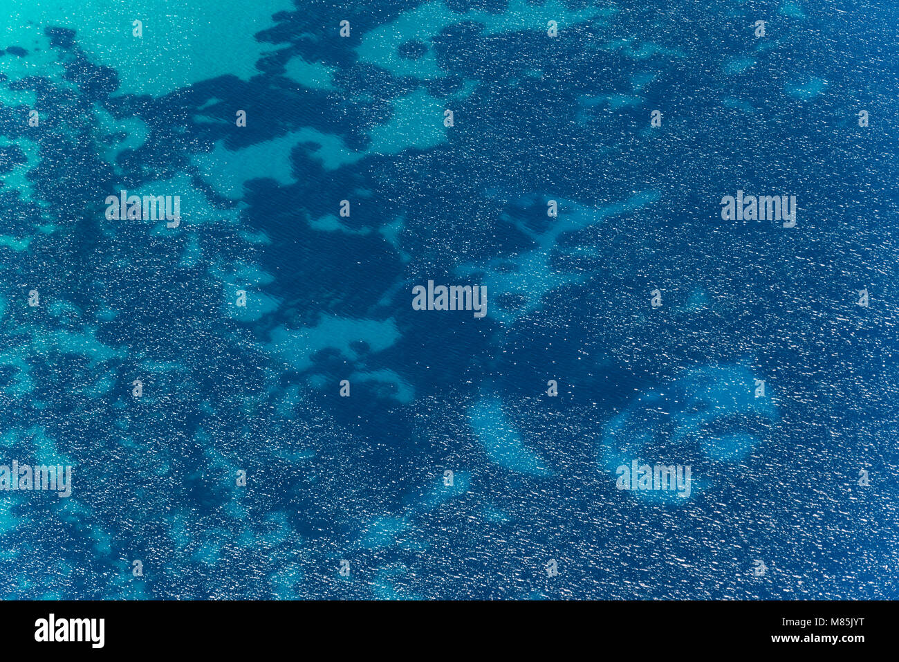 Aerial image of Mediterranean abstract blue water with big transparency ...