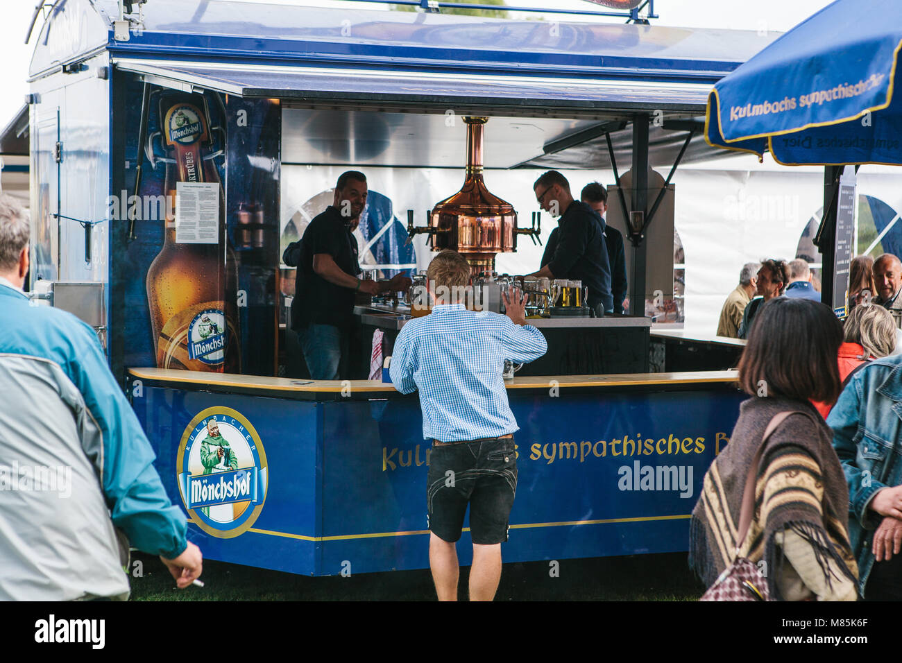 Celebrating the traditional German beer festival called Oktoberfest in ...