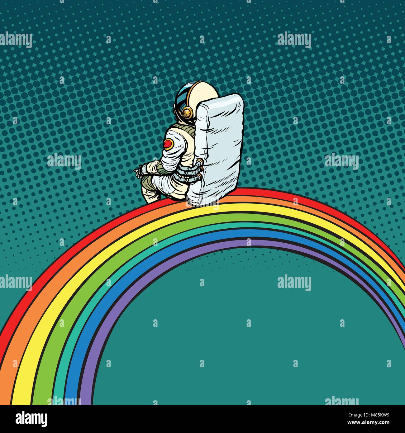 astronaut sits on a rainbow Stock Vector Image & Art - Alamy