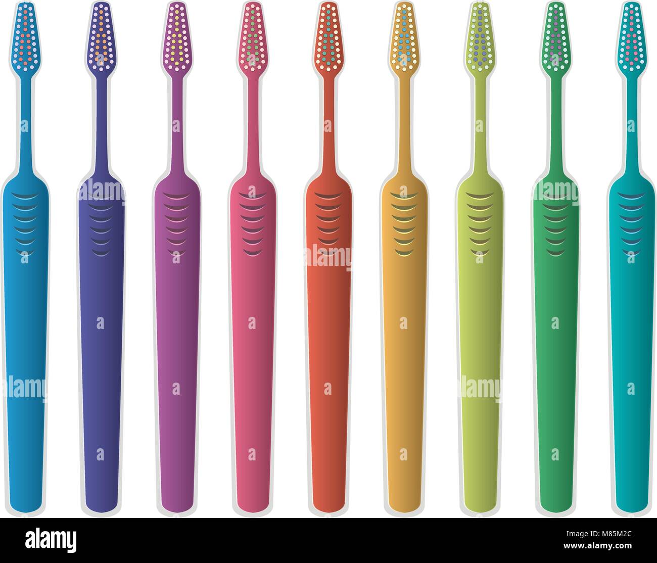 vector set of colorful toothbrushes isolated on white background. tooth ...