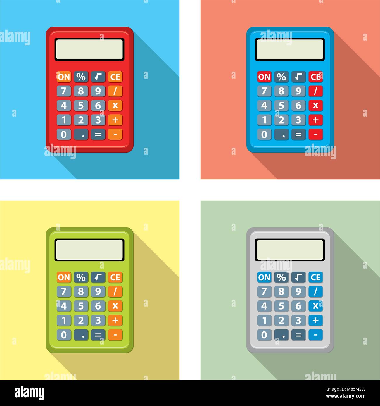 vector set of calculator icons isolated on white background. colorful ...