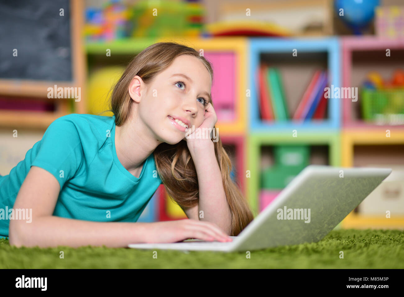 girl using modern laptop Stock Photo - Alamy