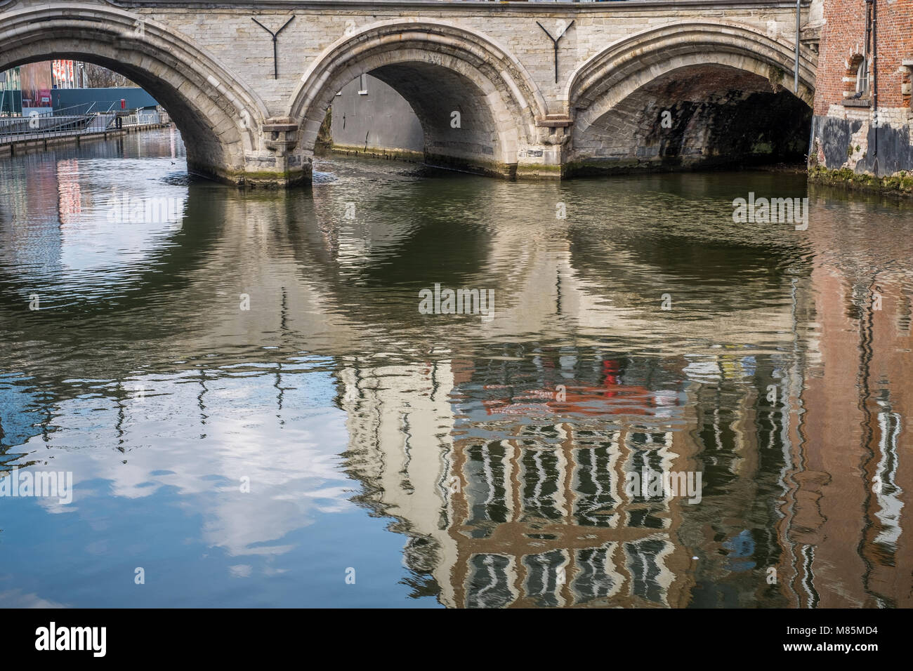 Medieval Canal with reflection Stock Photo - Alamy