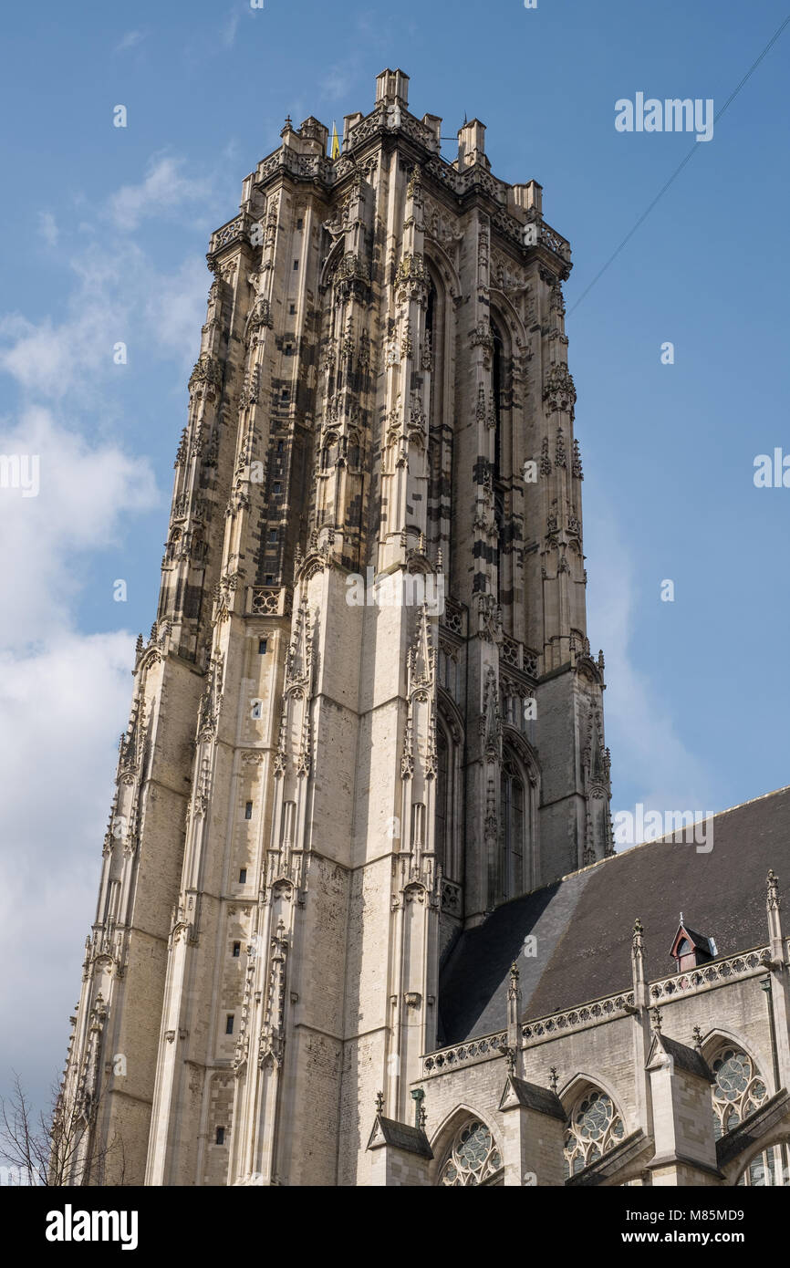 The tower of the Church of Our Lady, Mechelen Stock Photo - Alamy