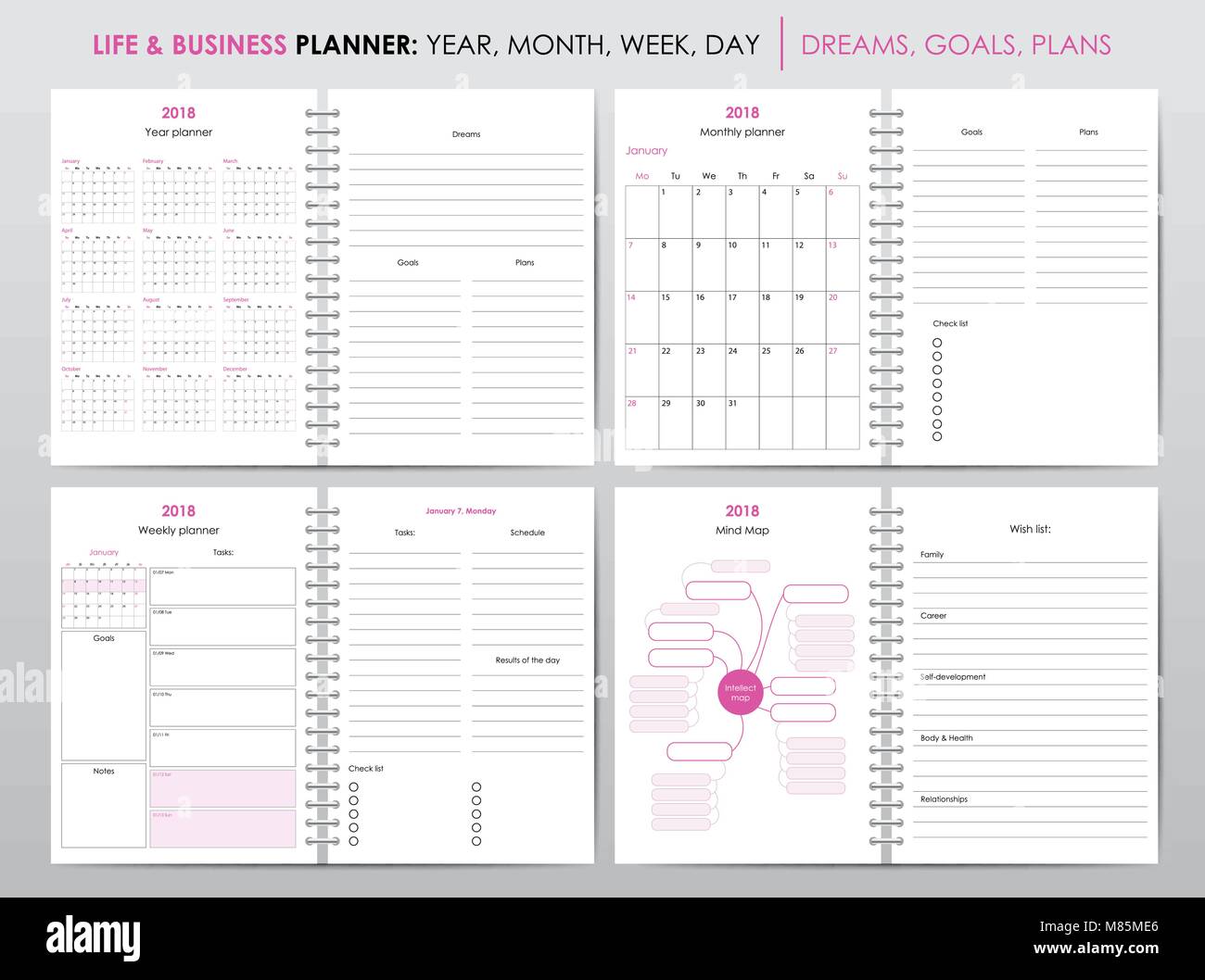Weekly planner notebook Stock Vector Images - Alamy