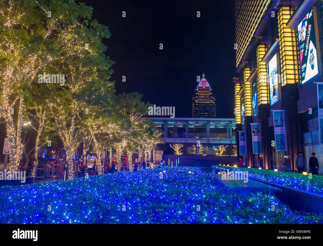 Christmas lights and decorations in downtown Taipei Taiwan Stock Photo ...