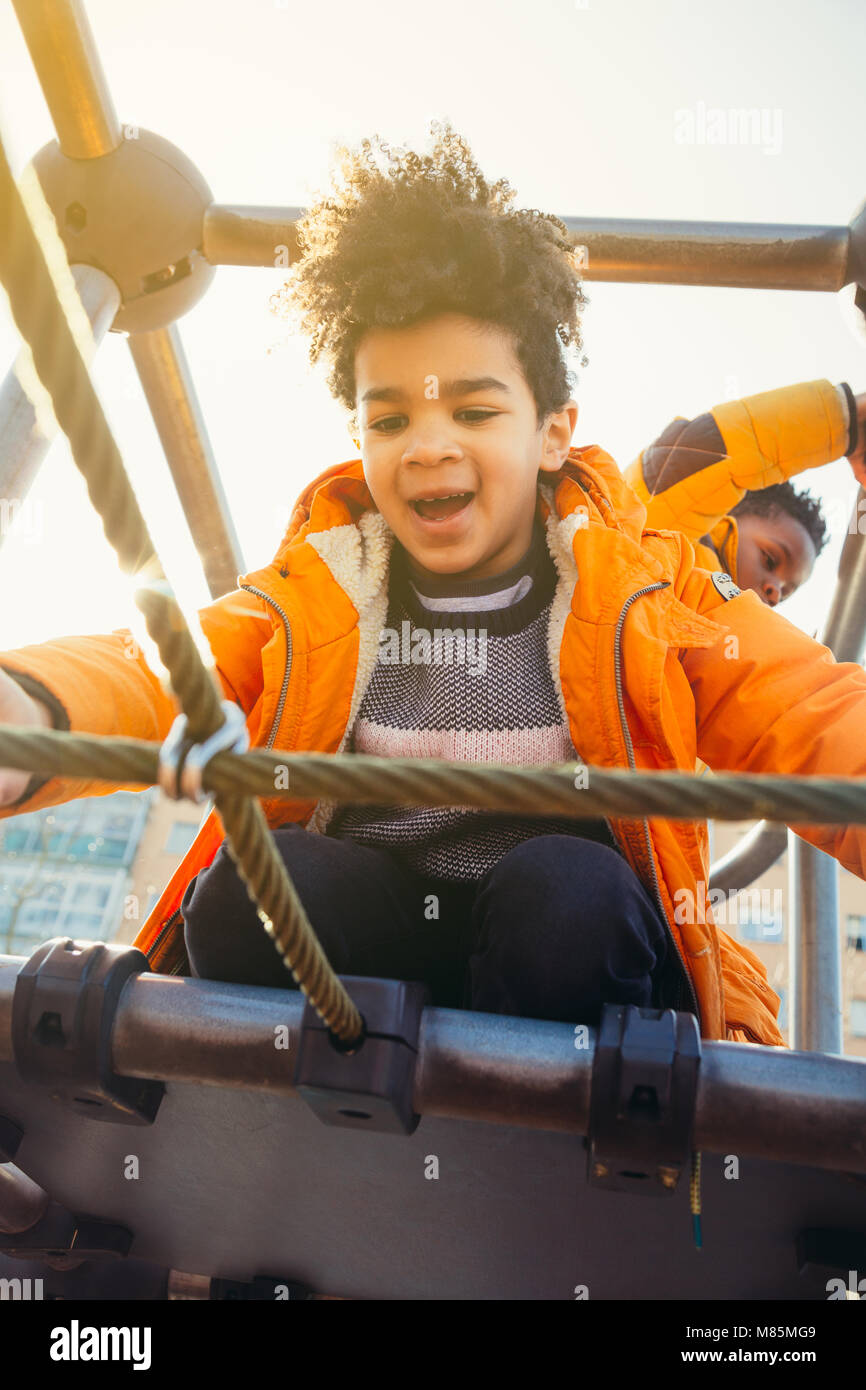 Happy Children Playing In Playground High Resolution Stock Photography ...