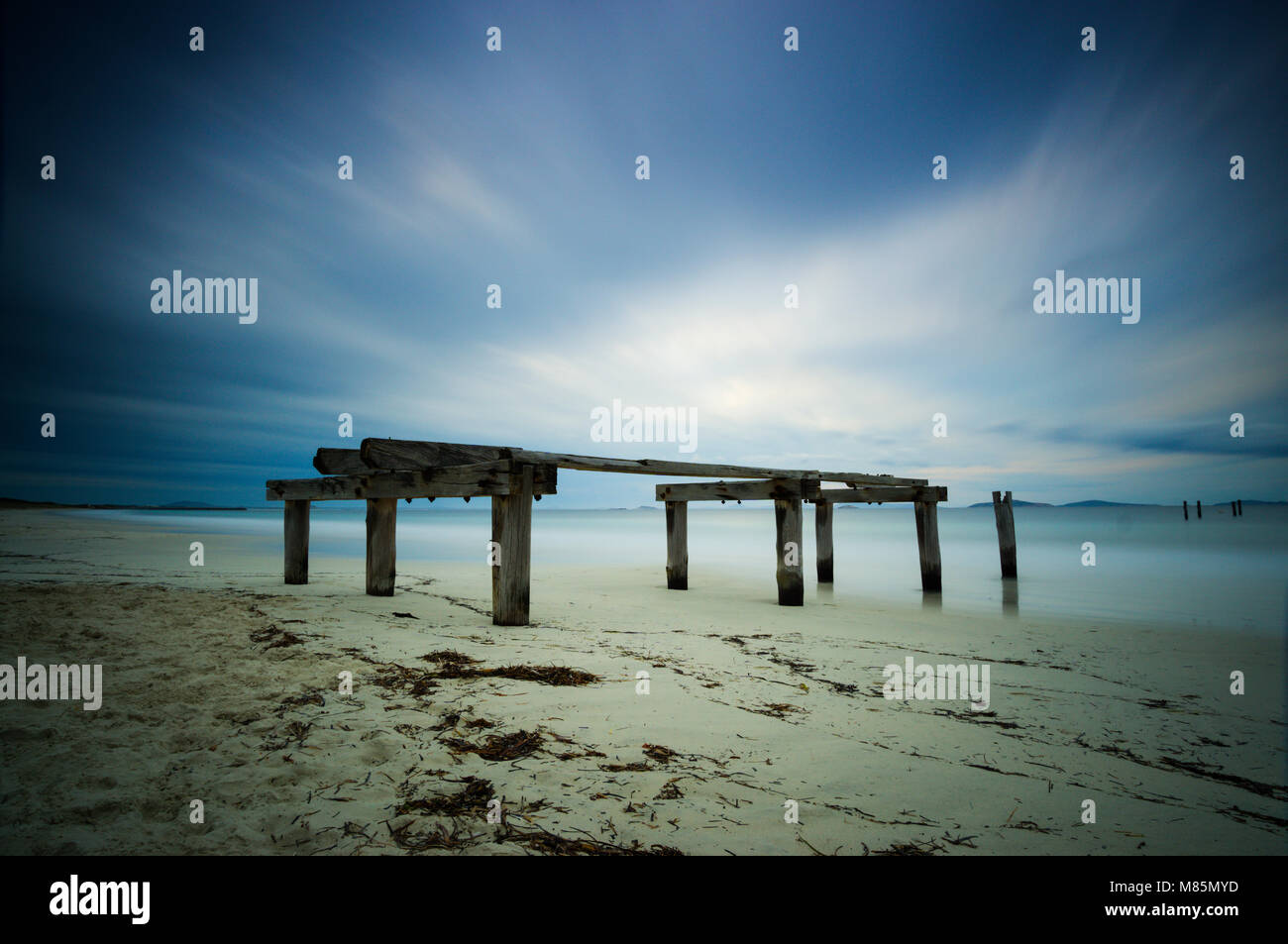 Old wooden jetty on beach at Esperance WA Stock Photo - Alamy