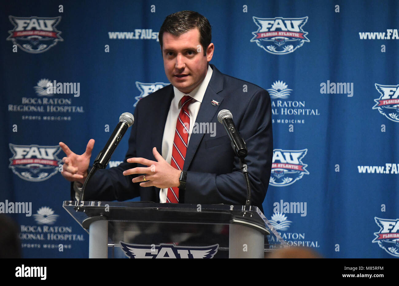 Boca Raton, FL, USA. 14th Mar, 2018. FAU introduces Brian White as the ...