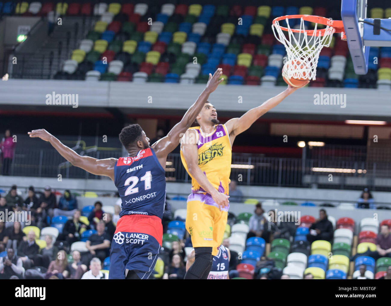 Copper Box Arena, Olympic Park, London, 13th March 2018. Lions' no 23 ...