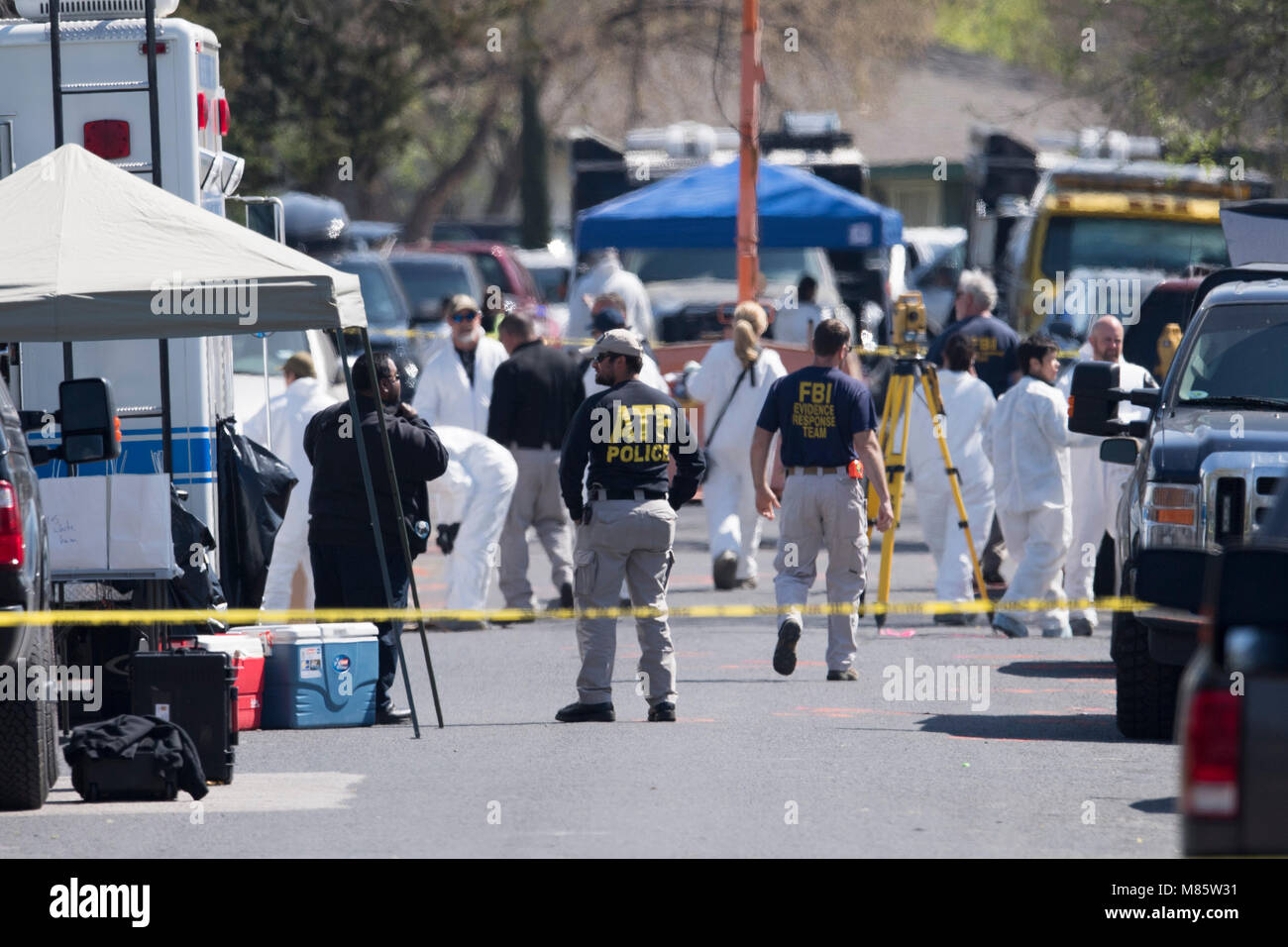 Austin, Texas March 14, 2018: FBI and ATF agents continue to ...