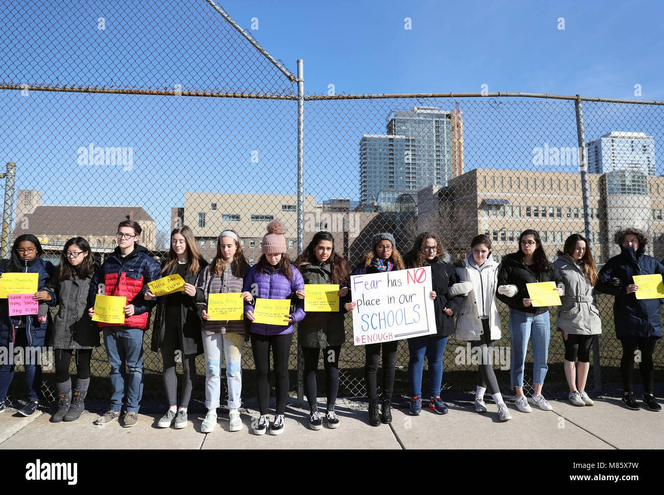 Chicago, USA. 14th Mar, 2018. Students of Walter Payton College ...