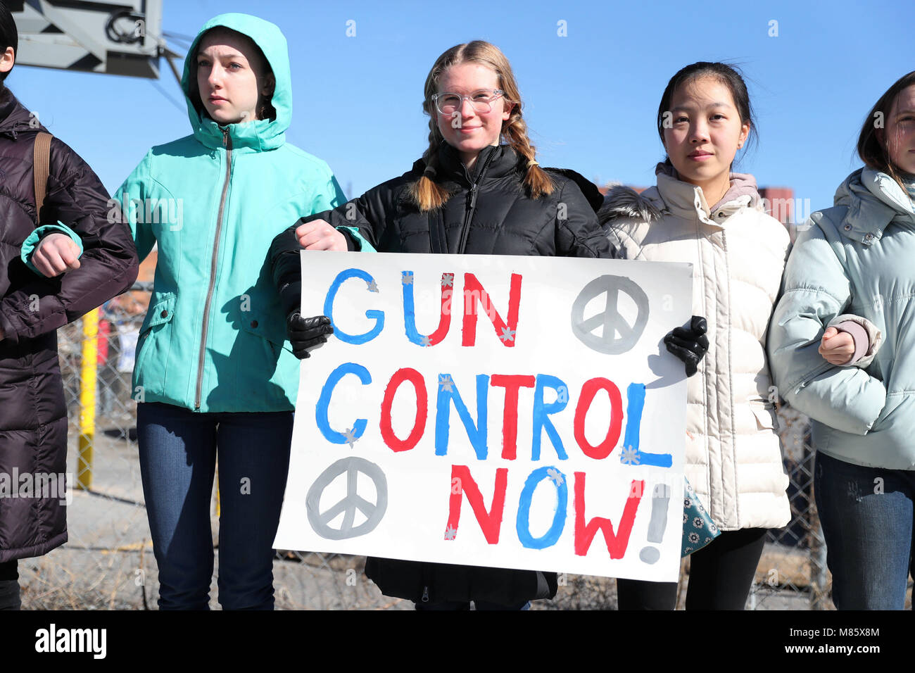 Chicago, USA. 14th Mar, 2018. Students of Walter Payton College ...