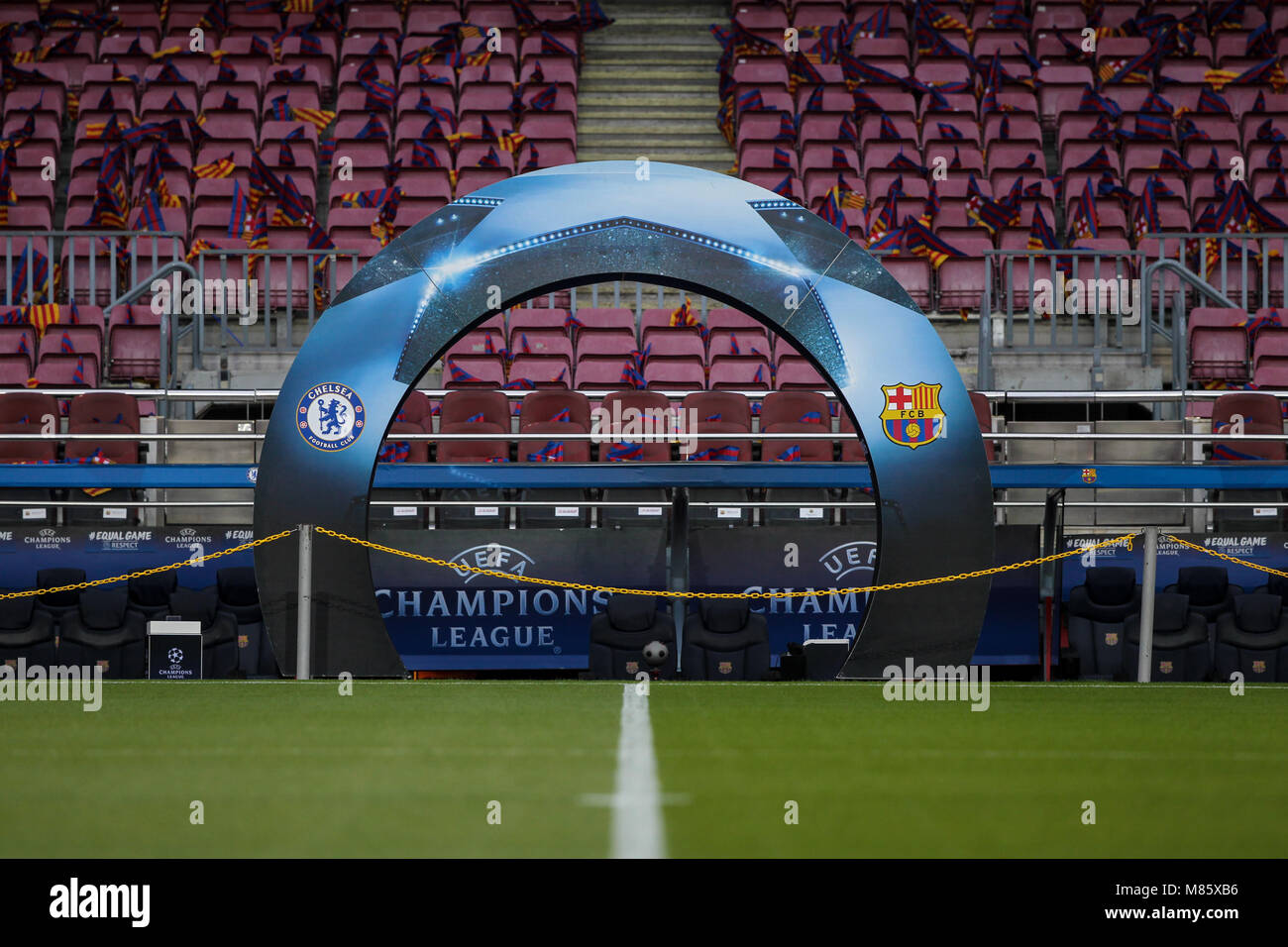 Barcelona, Spain. Barcelona, Spain. 14th March 2018; Details of Camp ...