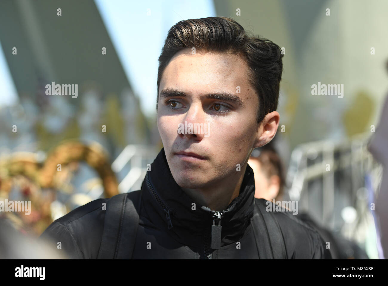 Parkland FL, USA. 14th Mar, 2018. Student Activist David Hogg of ...