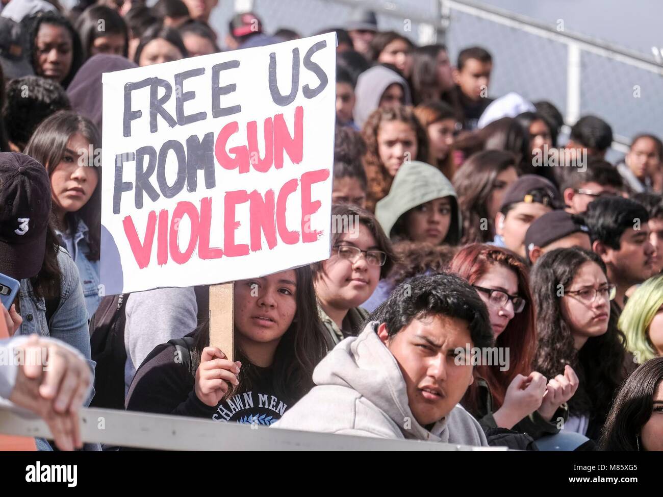 Los Angeles, USA. 14th Mar, 2018. Students from Francis Polytechnic ...