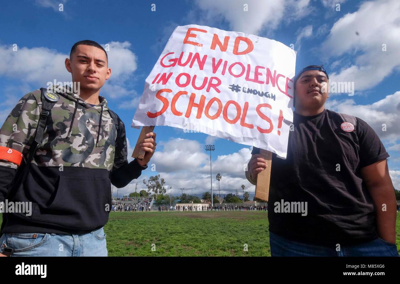 Los Angeles, USA. 14th Mar, 2018. Students from Francis Polytechnic ...