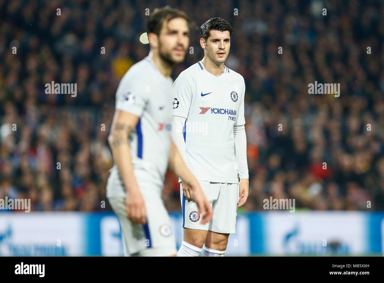 Barcelona, Spain. 14th March, 2018. Chelsea FC forward Alvaro Morata (9 ...