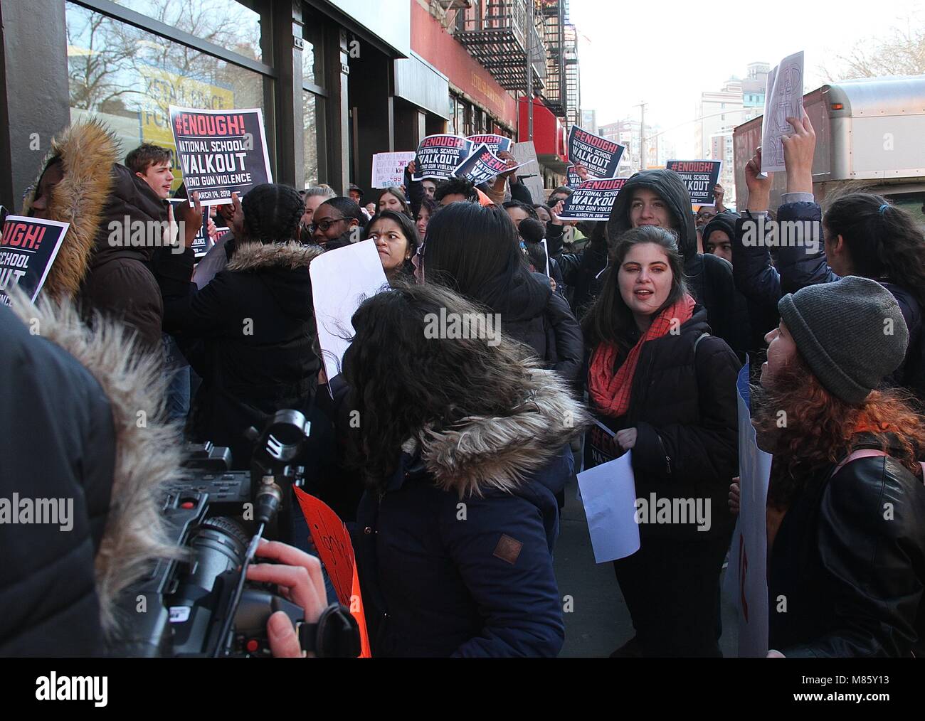 New York, NY, USA. 14th Mar, 2018. New York City students participate ...