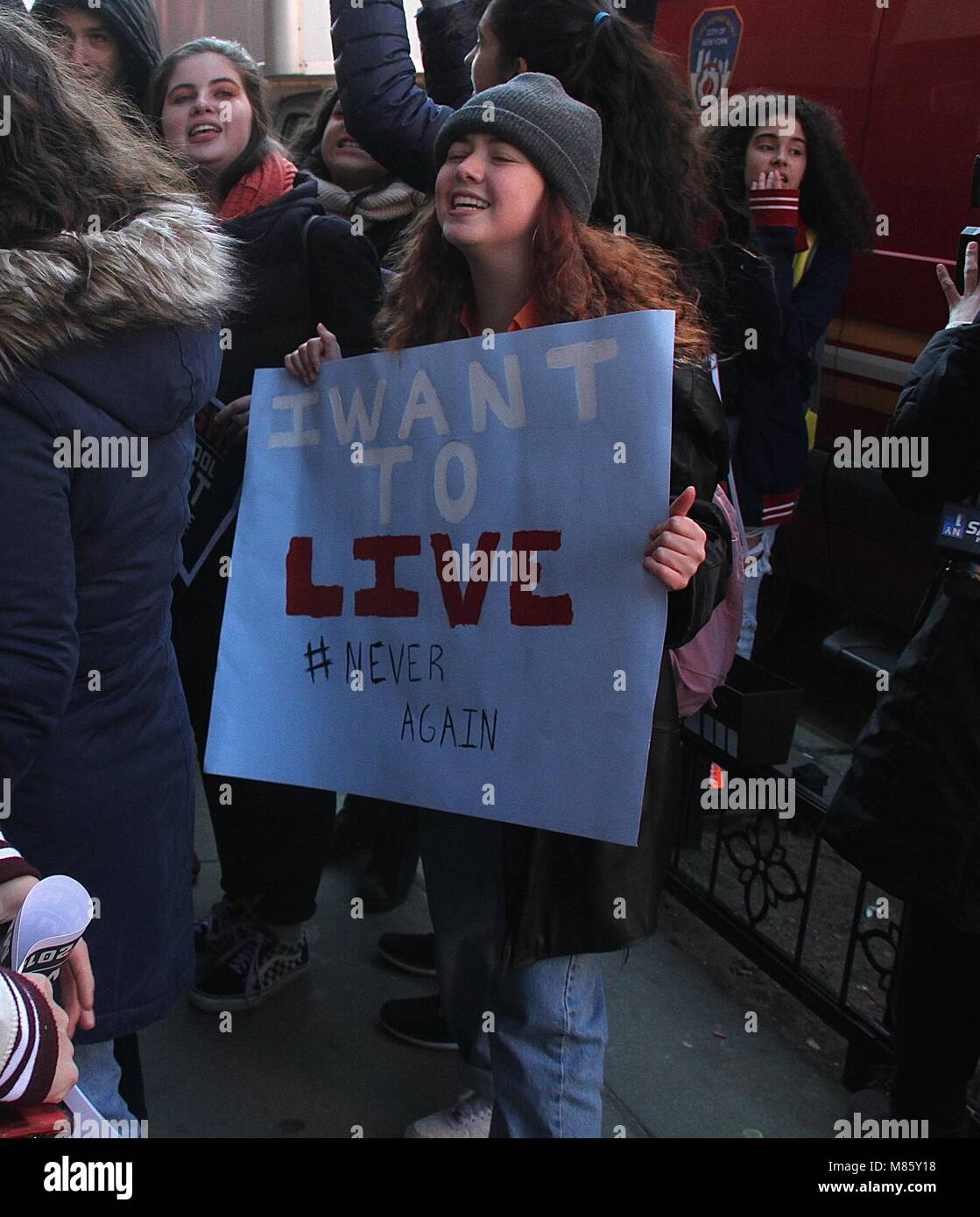 New York, NY, USA. 14th Mar, 2018. New York City students participate ...