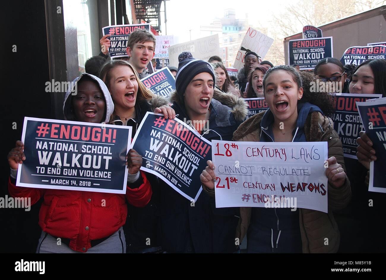 New York, NY, USA. 14th Mar, 2018. New York City students participate ...