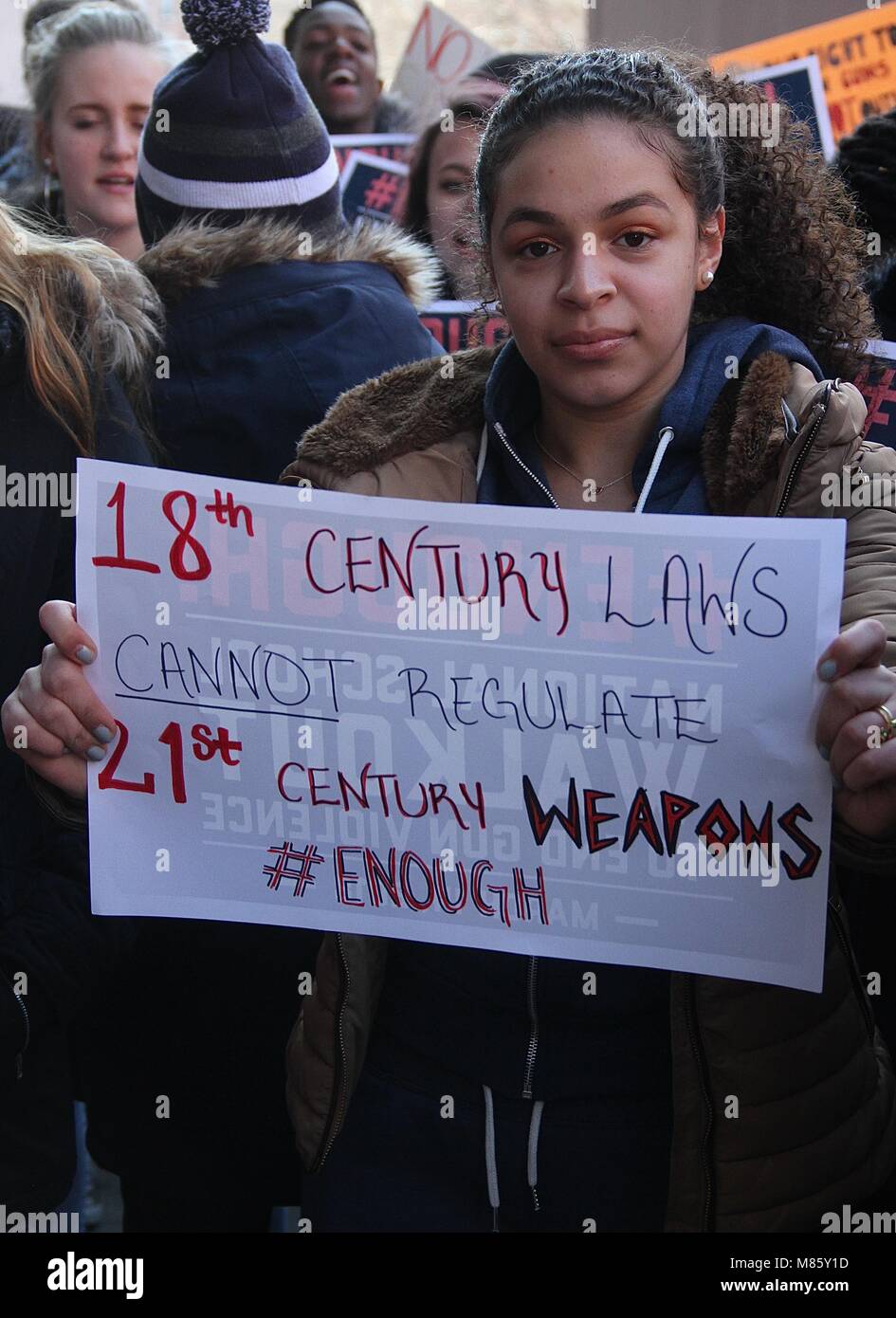 New York, NY, USA. 14th Mar, 2018. New York City students participate ...