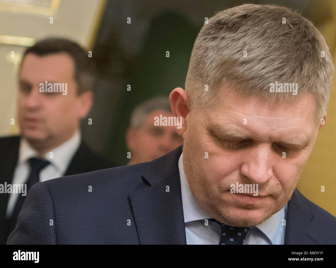Bratislava, Slovakia. 14th Mar, 2018. Slovak Prime Minister Robert Fico ...