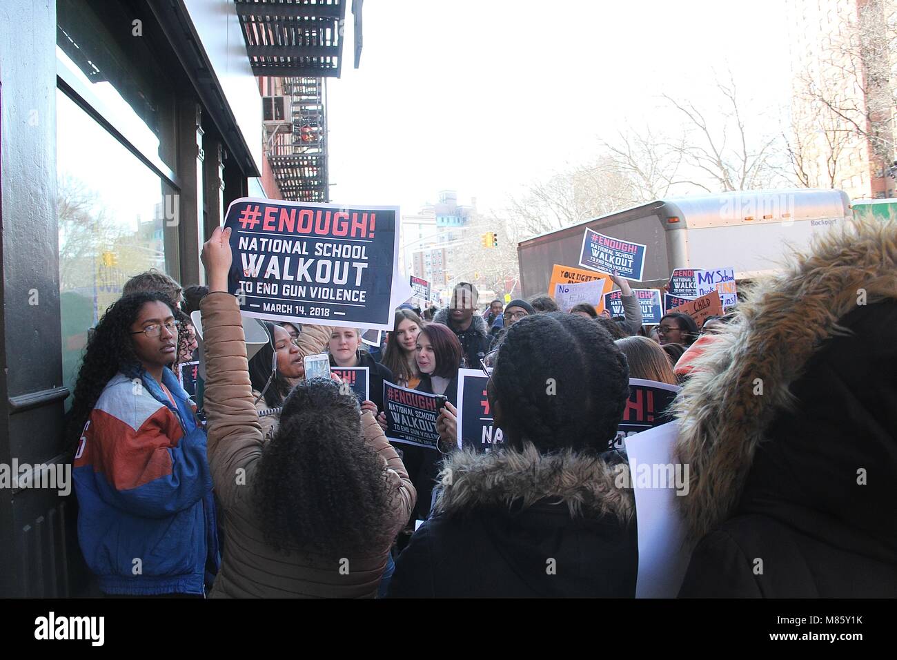 New York, NY, USA. 14th Mar, 2018. New York City students participate ...