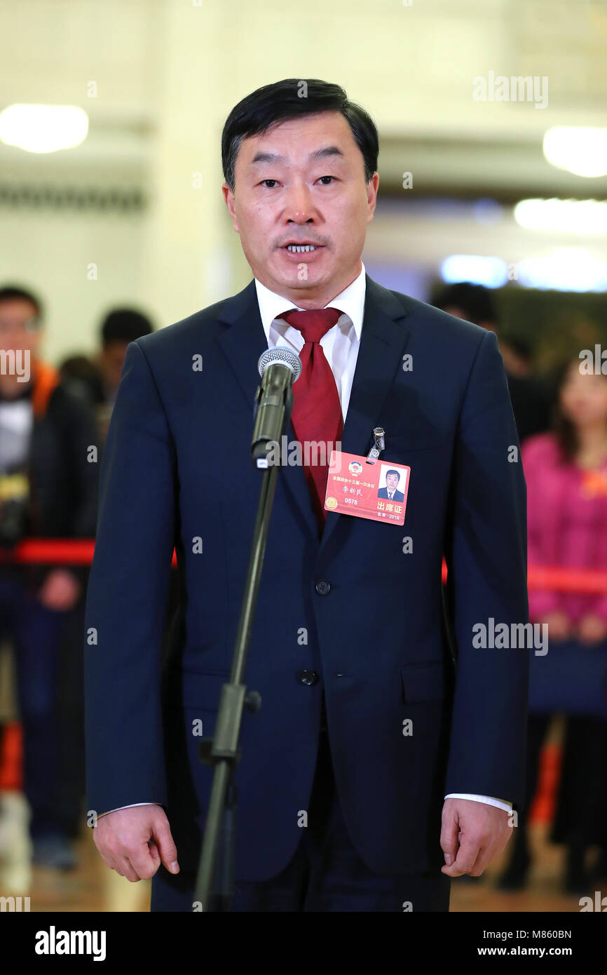 Beijing, China. 15th Mar, 2018. Li Xinmin, a member of the 13th ...