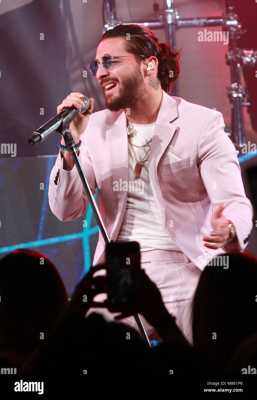 Miami Beach, FL, USA. 14th Mar, 2018. Maluma at the presentation of the ...