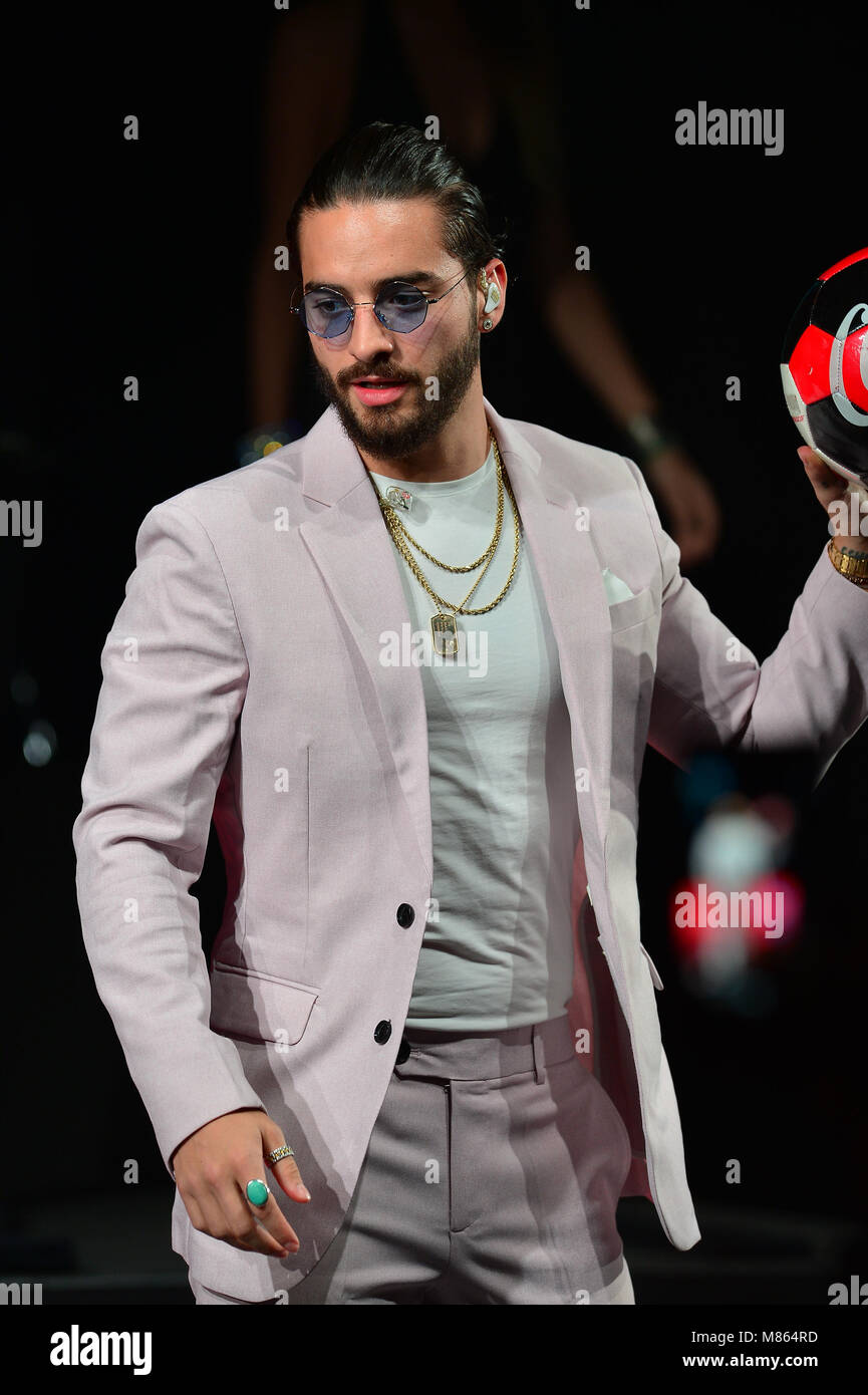 Miami Beach, FL, USA. 14th Mar, 2018. Maluma is seen during a ...