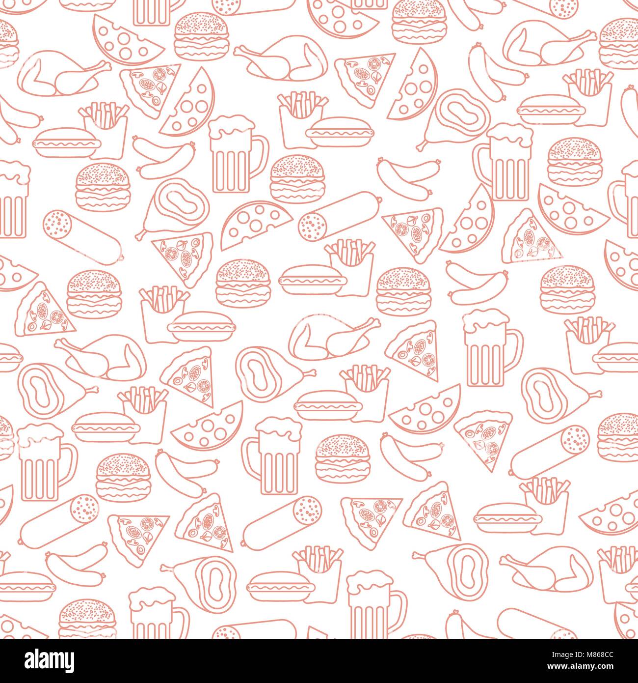 Seamless pattern with different foods. Design for banner and print ...