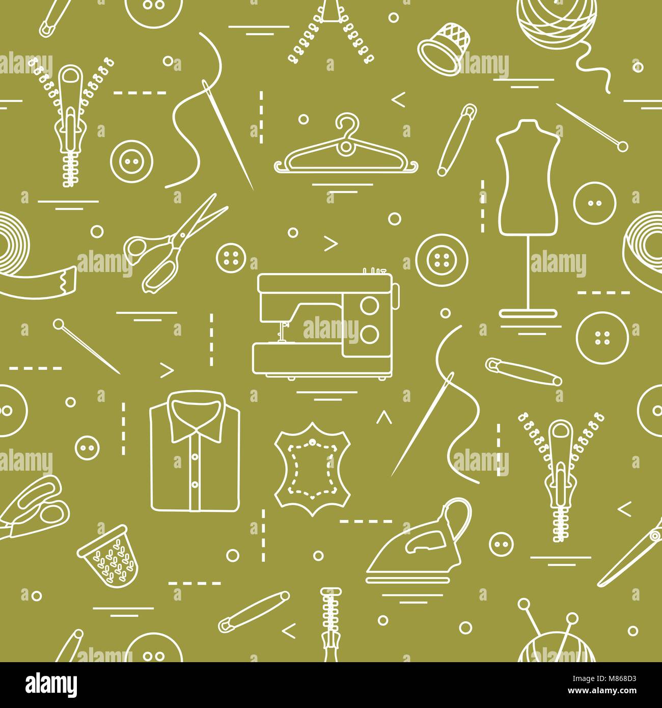 Seamless pattern with tools and accessories for sewing. Template for ...
