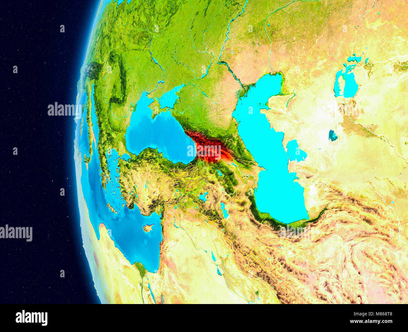 Illustration of Georgia as seen from Earth’s orbit on planet Earth. 3D ...