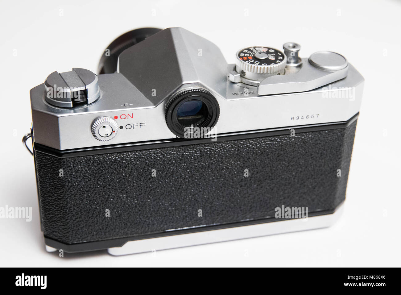 Old 35 mm camera isolated on white close up Stock Photo - Alamy