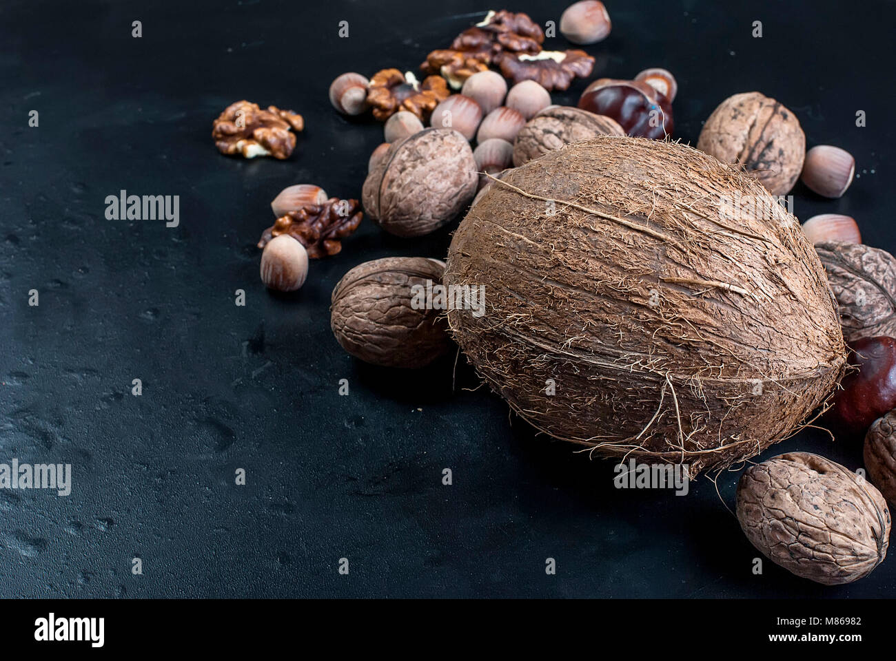 Collection variety nuts (shelled and in their shells) including ...