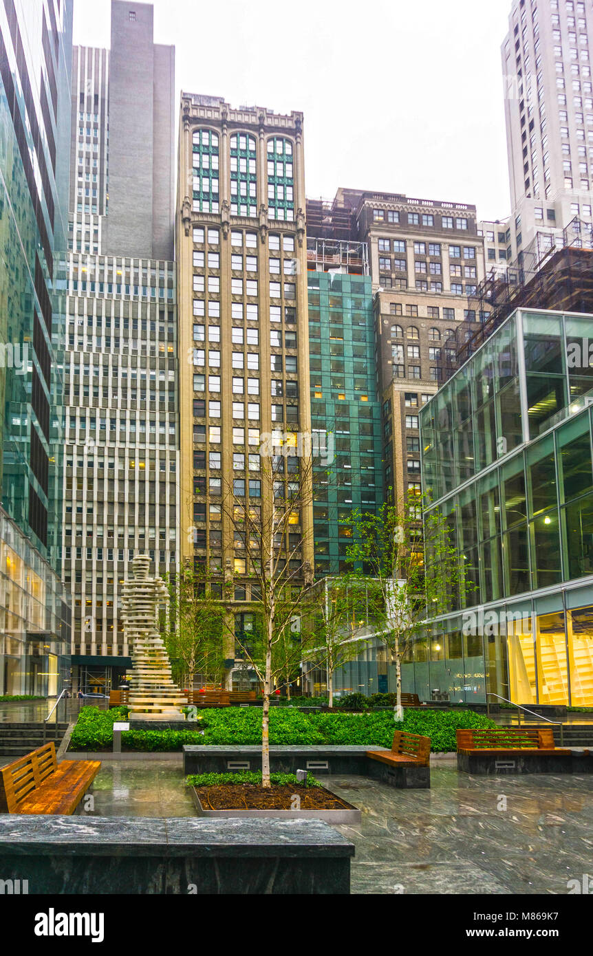 New York skyscrapers vew from street level Stock Photo - Alamy