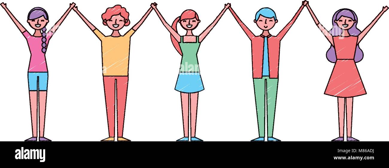 Group men women hold Stock Vector Images - Alamy