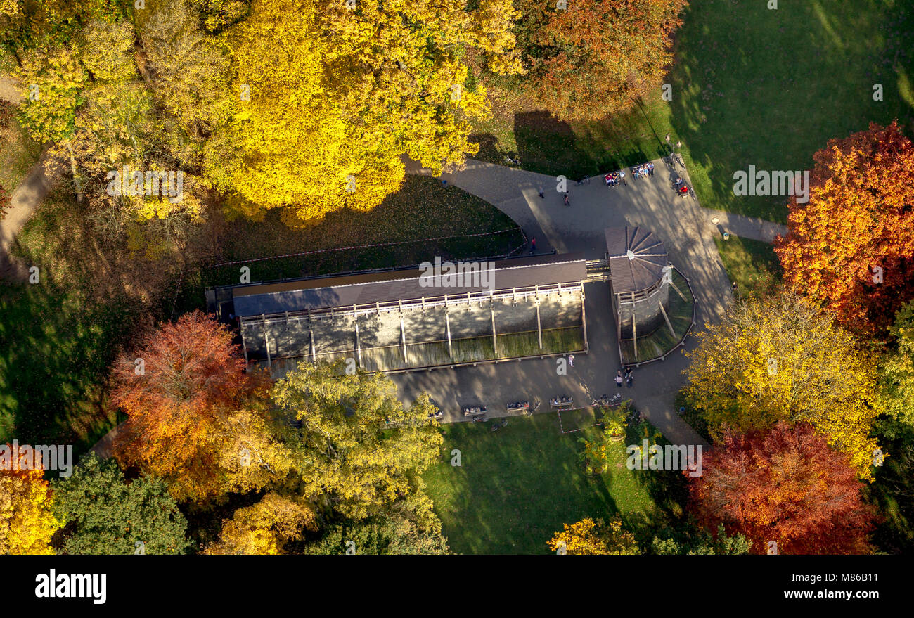 Aerial view, Saline, spa Hamm, autumn leaves, Hamm, Ruhr, Nordrhein ...