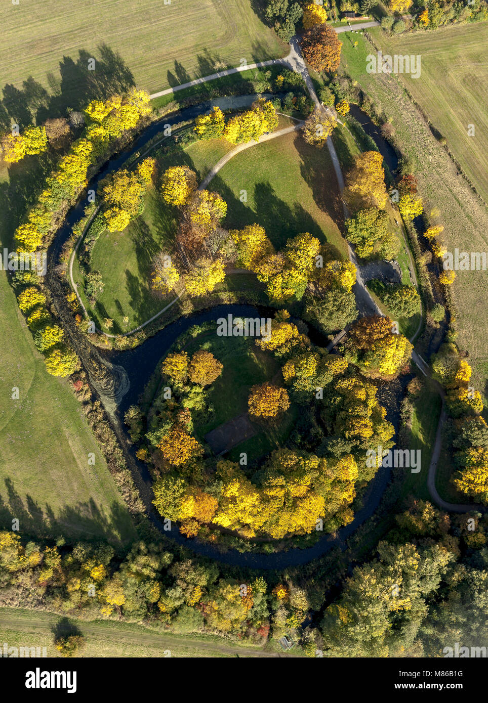 Aerial view, castle hill Mark, place of origin of the city of Hamm ...