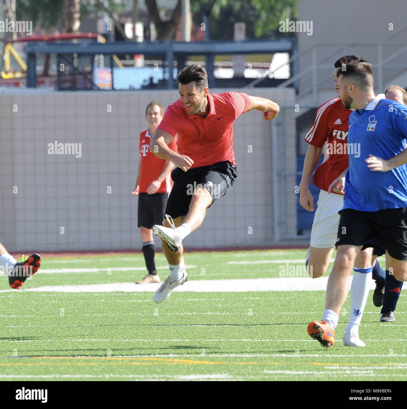Mark Wright shows off his soccer moves while palying a friendly soccer ...