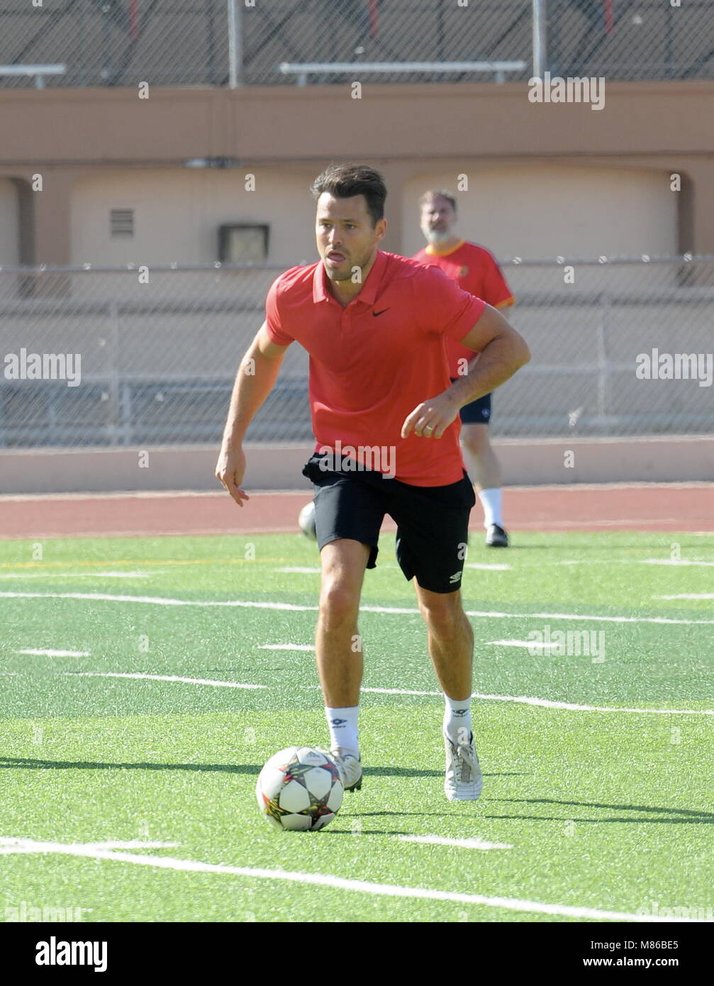 Mark Wright shows off his soccer moves while palying a friendly soccer ...