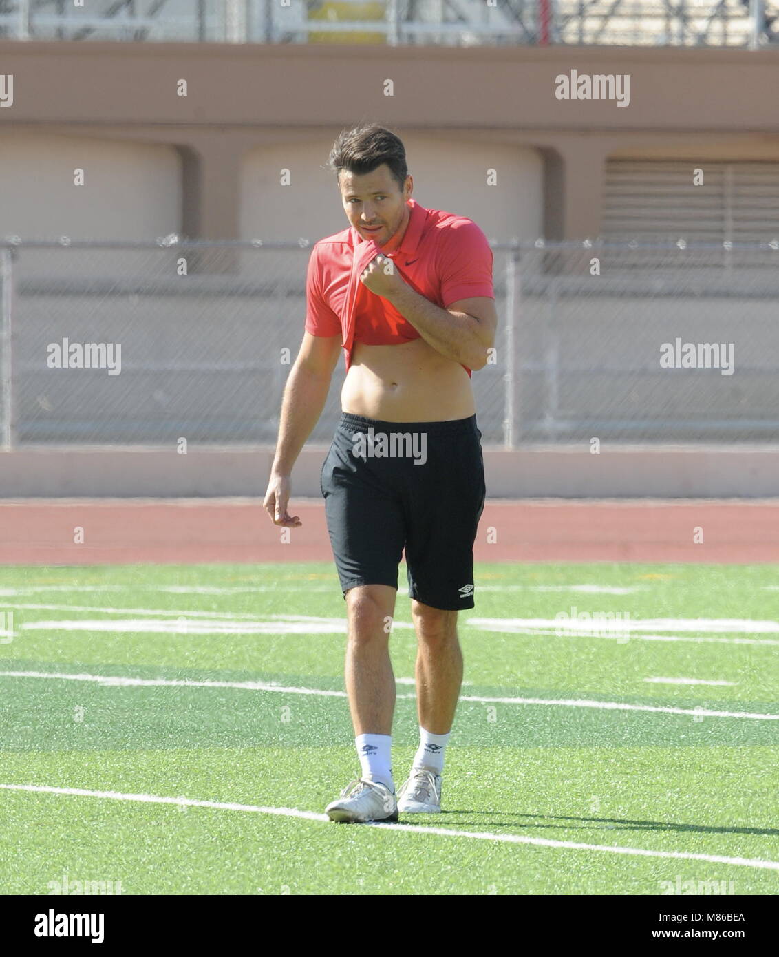 Mark Wright shows off his soccer moves while palying a friendly soccer ...