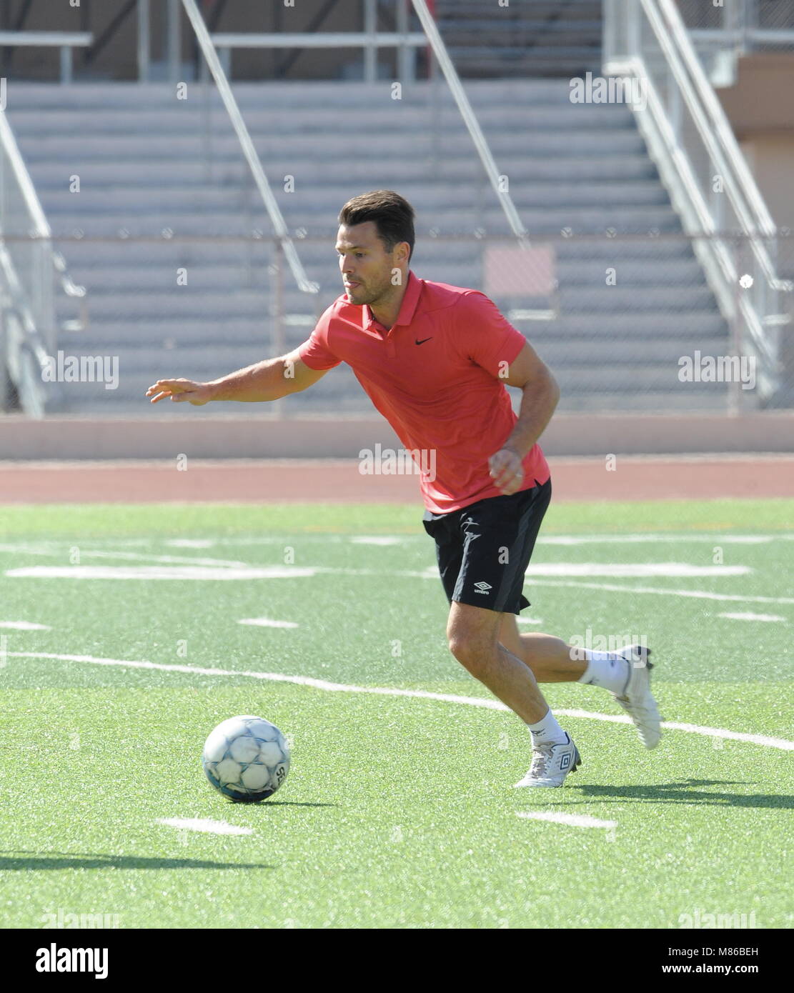 Mark Wright shows off his soccer moves while palying a friendly soccer ...