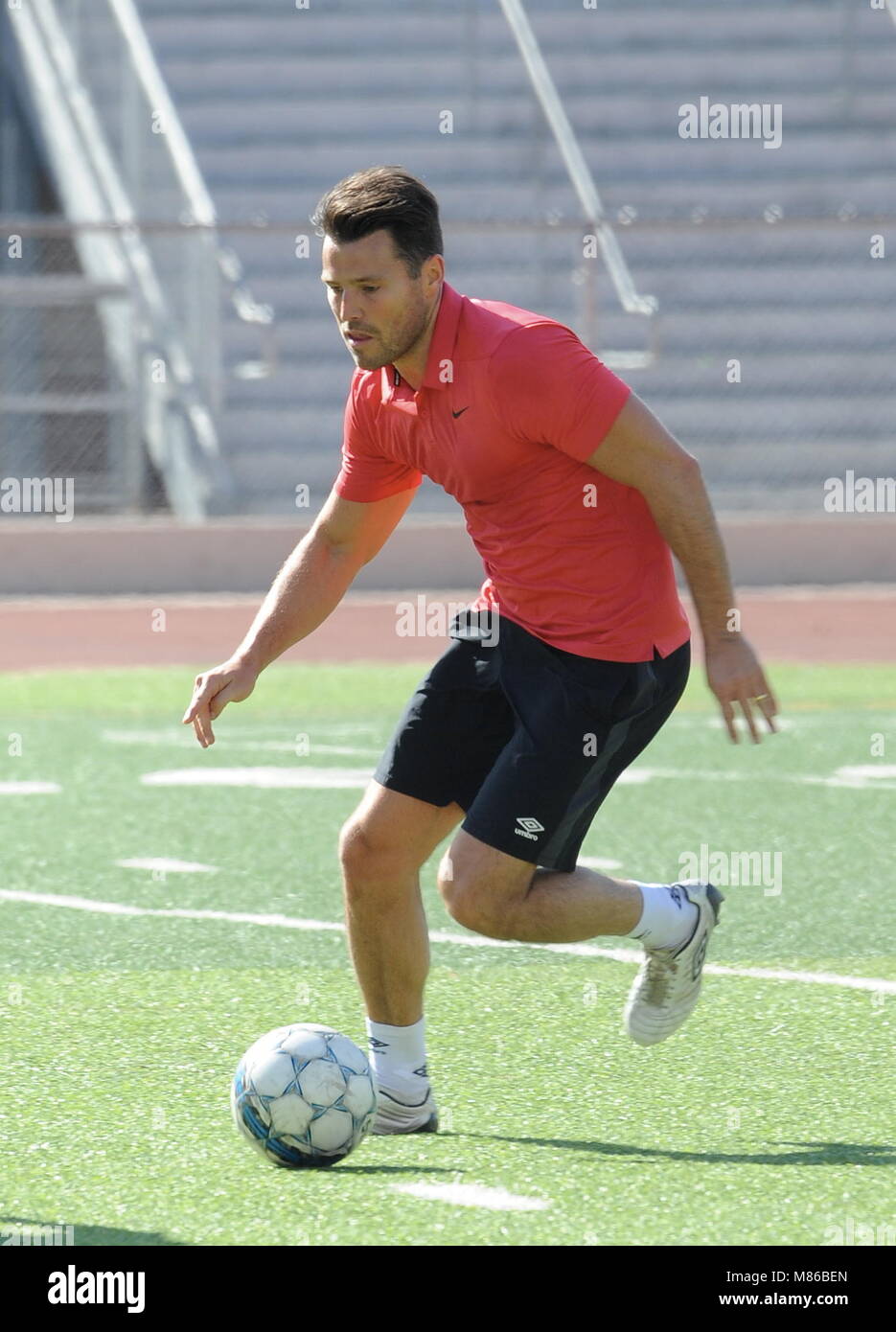 Mark Wright shows off his soccer moves while palying a friendly soccer ...