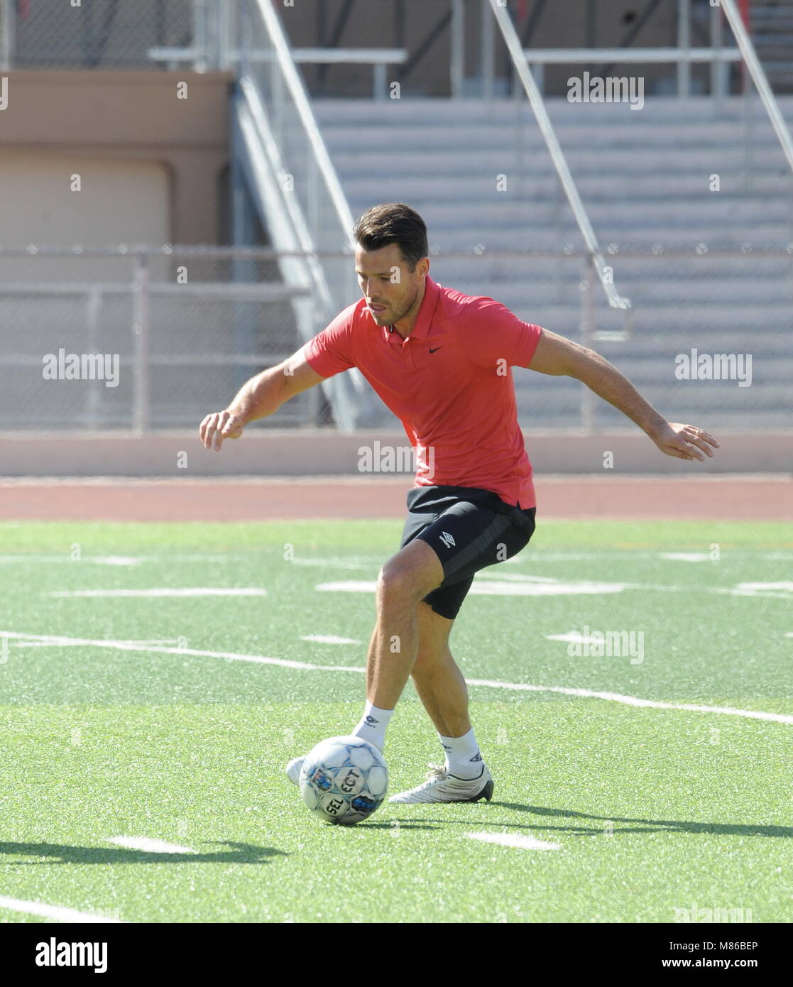 Mark Wright shows off his soccer moves while palying a friendly soccer ...