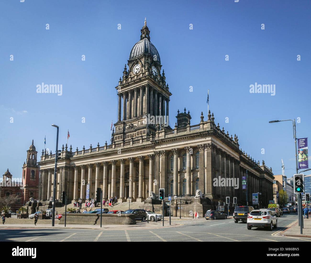 panorama of Leeds Town Hall with blue skies Stock Photo - Alamy