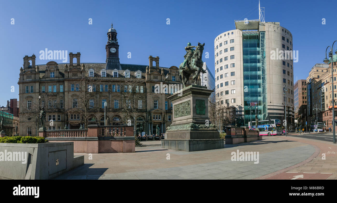 Panorama of Leeds City Square with what was the old post office ...